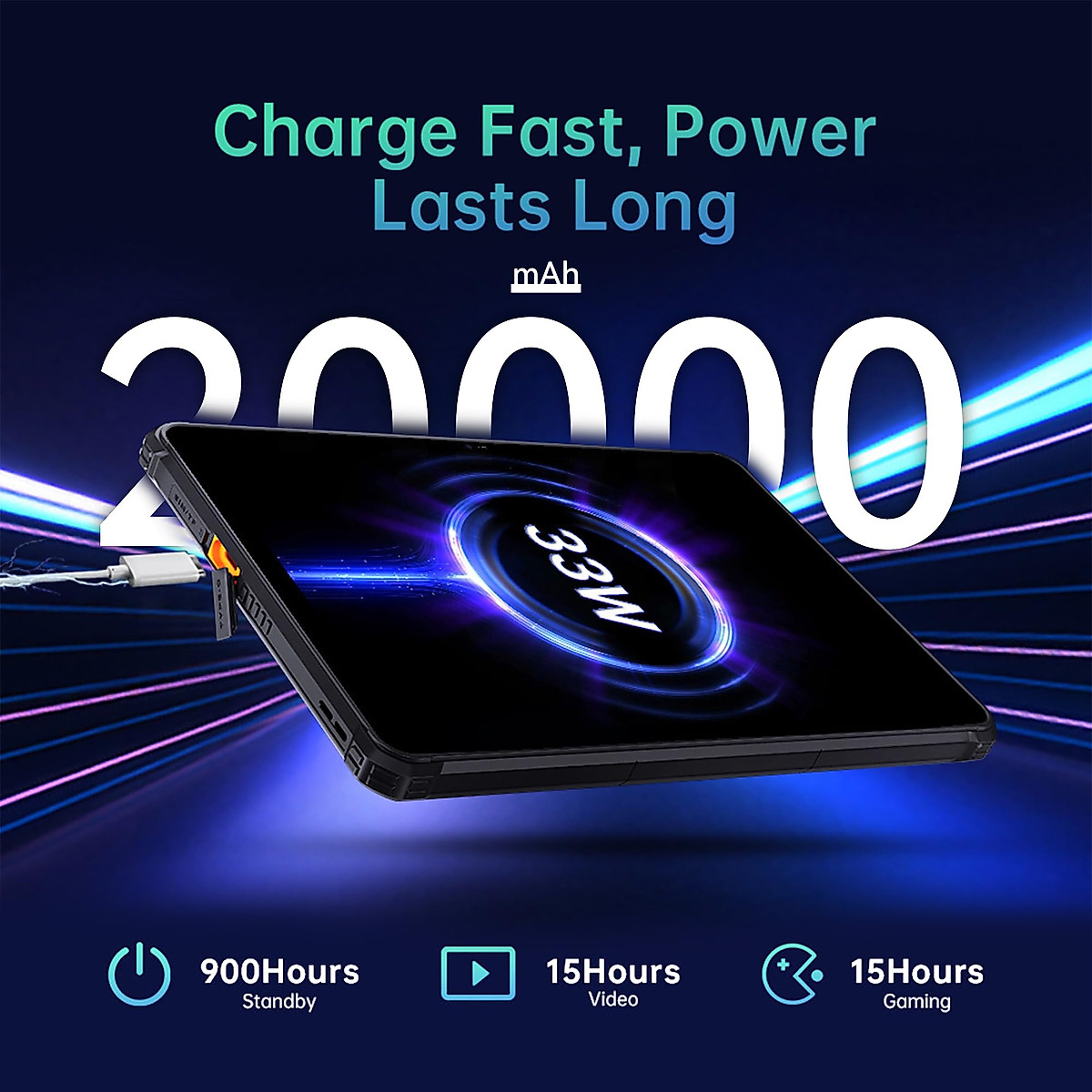 DORLAND EX Tablet09 10.1" Android 13.0 Tablet, Octa-Core 8GB+256GB, Intrinsically Safe Tablet, 20000mAh Rugged Tablet, IP68 Waterproof Tablet, Dual SIM, GPS, OTG 33W Fast Charging, Black