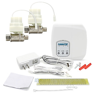 FloodStop Sink Leak Detector Kit with Automatic Water Shut-Off and Visual/Audible Alarms, 3/8" Compression, Hot & Cold Valves