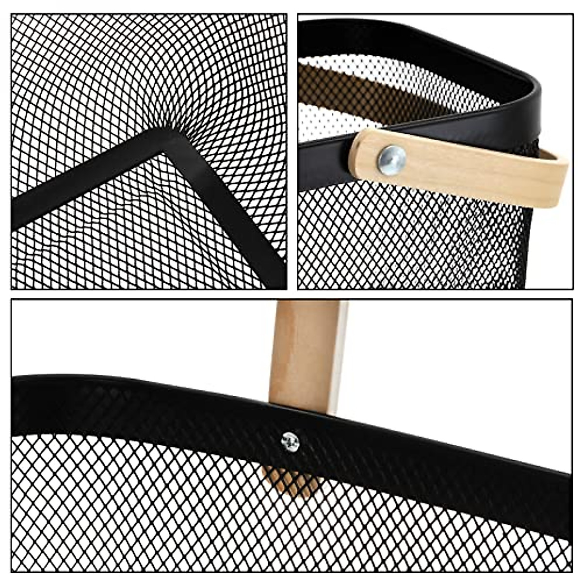 ZEAYEA Mesh Storage Basket with Handle, Garden Harvest Basket, Mesh Fruit Vegetables Gathering Basket Bin, Multi-functional Metal Wire Basket for Kitchen Garden Picnic Cabinet