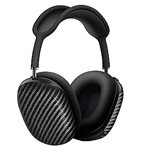 Carbon Fiber for AirPods Max Case, MONOCARBON Genuine Carbon Fiber Case for AirPods Max Headphones, with AirPods Max Covers Apple Headphone Cases Ultra Protective-Matte Black