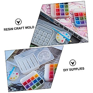 SEWACC Resin Molds 6 Pcs Palette Stencil Resin Tray Eyeshadow Pallet Crystal Mold Paint Resin Eyeshadow Pallets Silicone Mold for DIY Paint Tray Box Mold DIY Accessories Clay