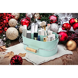utensil caddy for parties, utensil caddy for countertop, kitchen utensil caddy, plate and utensil caddy - picnic utensil caddy, kitchen utensil caddy for countertop - 13.5 Inches (Mint Green)