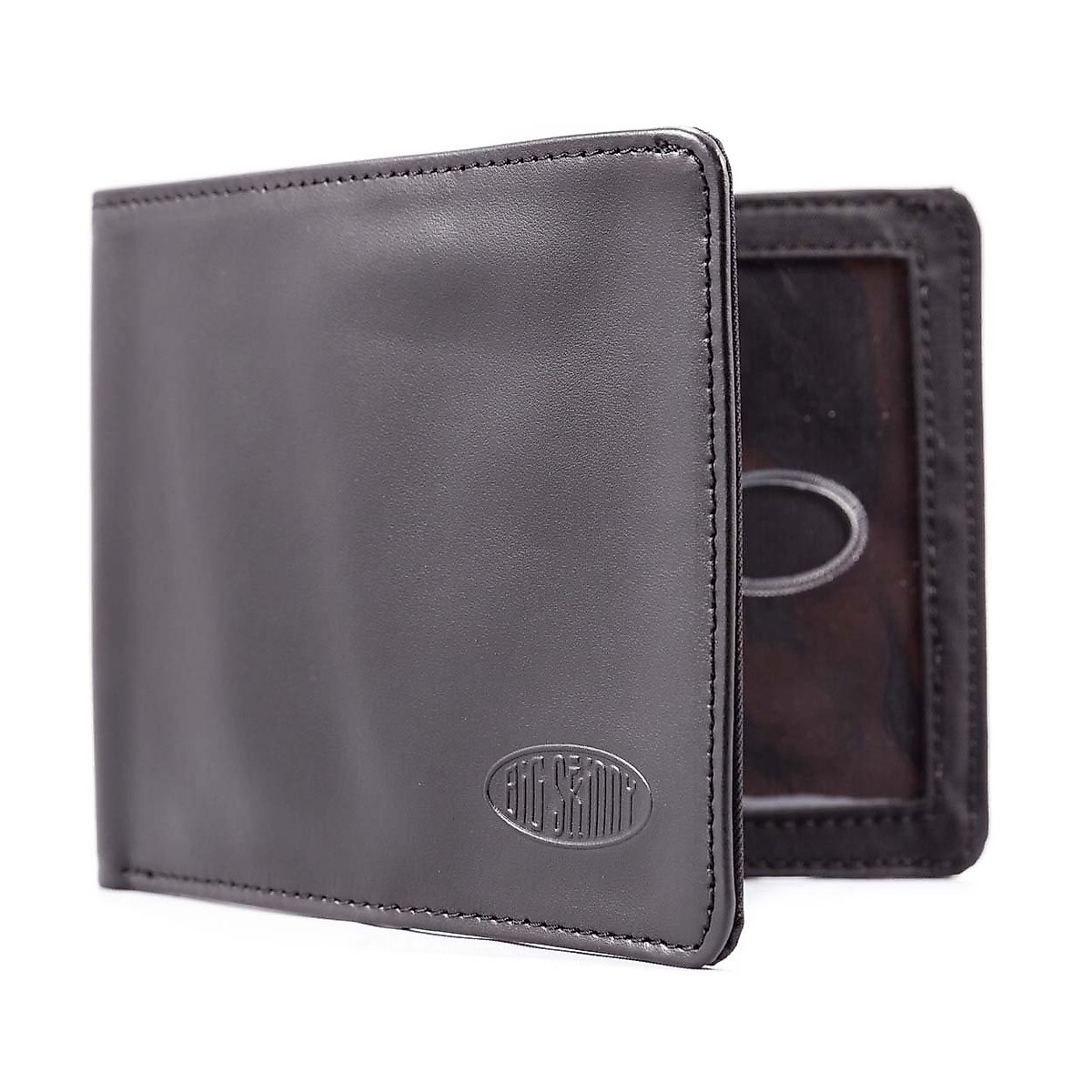 Big Skinny Men's Super Skinny Leather Bi-Fold Slim Wallet, Holds Up to 30 Cards, Black