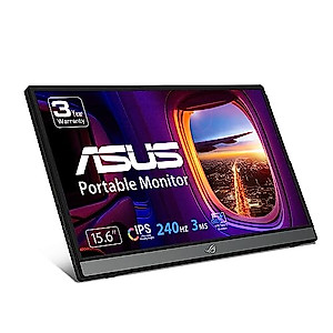 ASUS ROG Strix 15.6" FHD 1080P Portable Gaming Monitor XG16AHPE, 144Hz, IPS, G-SYNC Compatible, Built-in Battery, Kickstand, USB-C, Micro HDMI, for Laptop, PC, Phone, Console