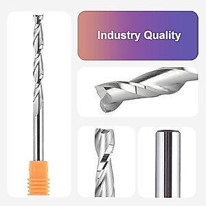 SpeTool Spiral Router Bits with UpCut 4 inch Extra Long1/4 inch Cutting Diameter 2 inch Cutting Length CNC Router Bit Carving Tool