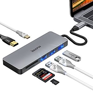 USB C to HDMI Adapter, 7 in 1 USB-C Hub Multiport Adapter with 4K HDMI, 100W PD, USB 3.0/2.0 Port, SD/Micro SD Card Reader, Portable Docking Station for MacBook Pro/Air/iPad/Dell XPS/Nintendo Switch