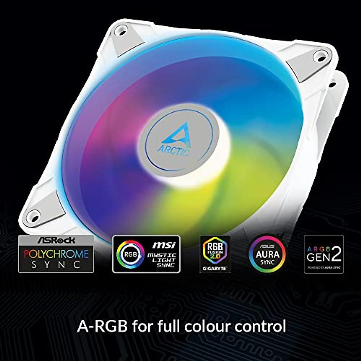 ARCTIC P14 PWM PST A-RGB - PC Fan, 140mm PWM Case Fan, Optimised for Static Pressure, Semi-Passive: 200–1900 RPM (0 RPM <5%), 5V 3 Pin A-RGB LED, Single Fan - White