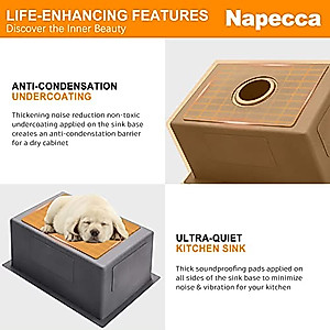 NAPECCA 17" Black Undermount Bar Sink - 17x17 Stainless Steel Square Single Bowl 18 Gauge, Gunmetal Black Small Kitchen Sinks, Nano Dark Grey Deep Modern Wet Bar/Island/Prep Sink with Accessories