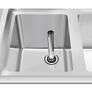 KoolMore 38 in. Three-Compartment Commercial Bar Sink with 3 in. Backsplash and Faucet, NSF Certified in Stainless Steel (SBR3B38-320)