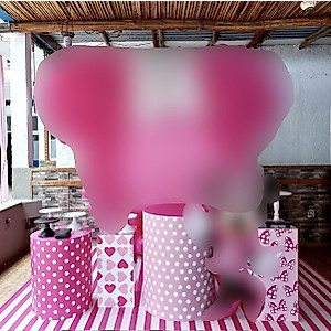 NIVIUS PHOTO Pink Polka Dots Cylinder Cover for Baby Girl Birthday Party Decoration Stretchy Cloth Plinth Cover Pedestal Cover