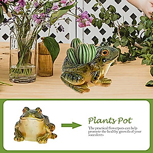Hemoton Frog Planter, Ceramic Frog Shaped Plant Pot/Bonsai Pot/Flower Pot/Succulent Planter Multipurpose Pot for Indoor Home Desk Decoration