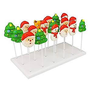 Wood Cake Pop Stand Display - 18 Hole Lollipop Holder, Candy or Sucker Stand for Dessert Table of Wedding, Shower, Birthday Party, White - Fit 5/32" (4mm) Lollipop Sticks