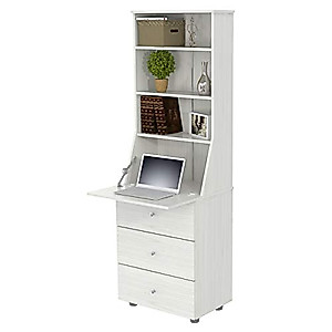 Inval Computer Credenza Work Center, Washed Oak