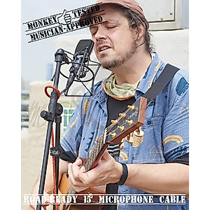 Mophead 15-Foot Balanced XLR Microphone Cable - 3-Pin XLR Male to XLR Female Pro Grade Double Insulated Tweed Braided (Red and Black Stripes)