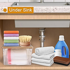 Hiitytin Trash Bag Dispenser Roll Holder, Trash Bag Holder Dispenser with Bamboo Top & Handles, Extra Large Garbage Bag Holder Dispenser Trash Bag Organizer Under Sink