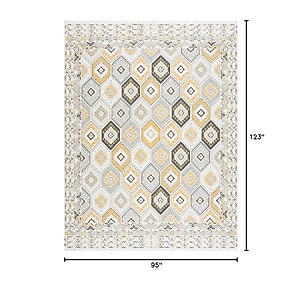 Double Sided, Water Resistant Indoor Outdoor Rug 8x10 | Outdoor Rugs for Patio, Deck, Porch, Entryway | Fade Resistant Outside Area Rug | 7'11'' x 10'3'' Cream | Floral, Tropical or Geometric