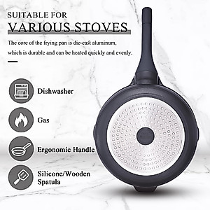 Vinchef Nonstick Frying Pan With Lid, 10 Inch Chef's Pan Deep Anti Scratch, Cast Aluminum Cooking Pan, Multi Stovetops Compatible, Dishwasher Safe