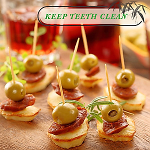 Jerify 12000 Pcs Bamboo Wooden Toothpicks Wood Round Toothpicks with Clear Plastic Storage Box Double Sided Bamboo Toothpicks for Appetizers Food Barbecue Fruit Teeth Cleaning Party