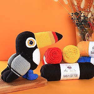 3 Skein La Mia Baby 50% Cotton Total 10.5 Oz Each 3.5 oz (100 g) / 218yd (200m), Medium, Worsted, Super Soft Yarn, Best for Baby and Amigurumi, Blue - L035