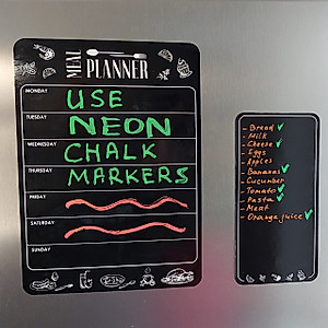 Weekly Dinner Menu Board for Kitchen A4-8.5x12 Black Magnetic Weekly Meal Planner for Fridge Dry Erase Weekly Menu Board Magnetic Menu for Refrigerator Food Menu Board Weekly Chalkboard Menu Board