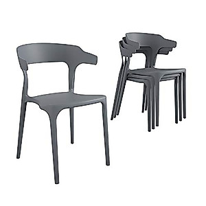 Novogratz Poolside Collection, Felix Stacking Dining Chairs, Indoor/Outdoor, 4-Pack, Charcoal