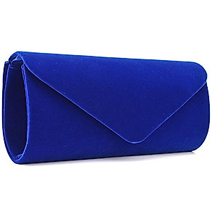 U-Story Women's Evening Wedding Party Velvet Envelope Clutch Bag Tote Purse Handbag (Blue)