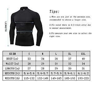 WRAGCFM Men's Compression Shirts Long Sleeve Athletic Running Cool Dry Active Tops Workout Sports Gym Baselayer（Black，S）