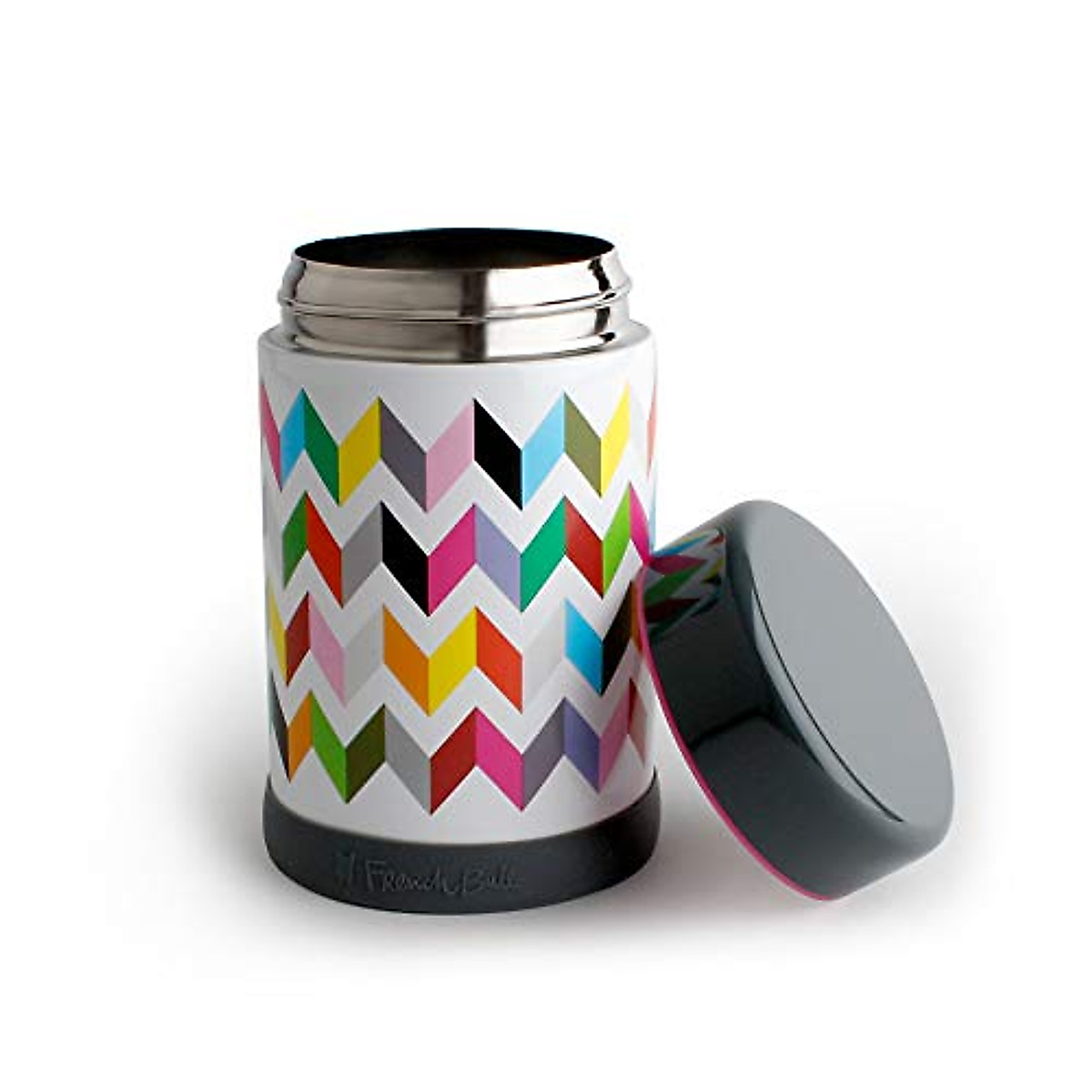 French Bull Stainless Steel Leak Proof Hot Lunch Thermos Vacuum Insulated Food Soup Jar Container, Easy Grip Lid, 16oz, Ziggy