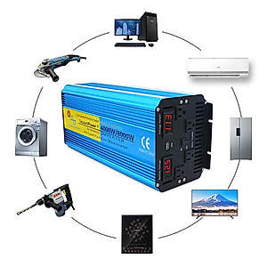Cantonape Pure Sine Wave Inverter 4000W Power Inverter 12V to 110V DC to AC with LED Display Remote Controller for Truck RV Home Solar System