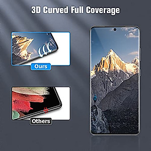[2+2 Pack] Galaxy S21 Ultra Screen Protector,Compatible fingerprint unlock, 9H Tempered Glass, Scratch Resistant, HD 3D Curved, for Samsung Galaxy S21 Ultra 5G 6.8 Inch Screen Camera Protector