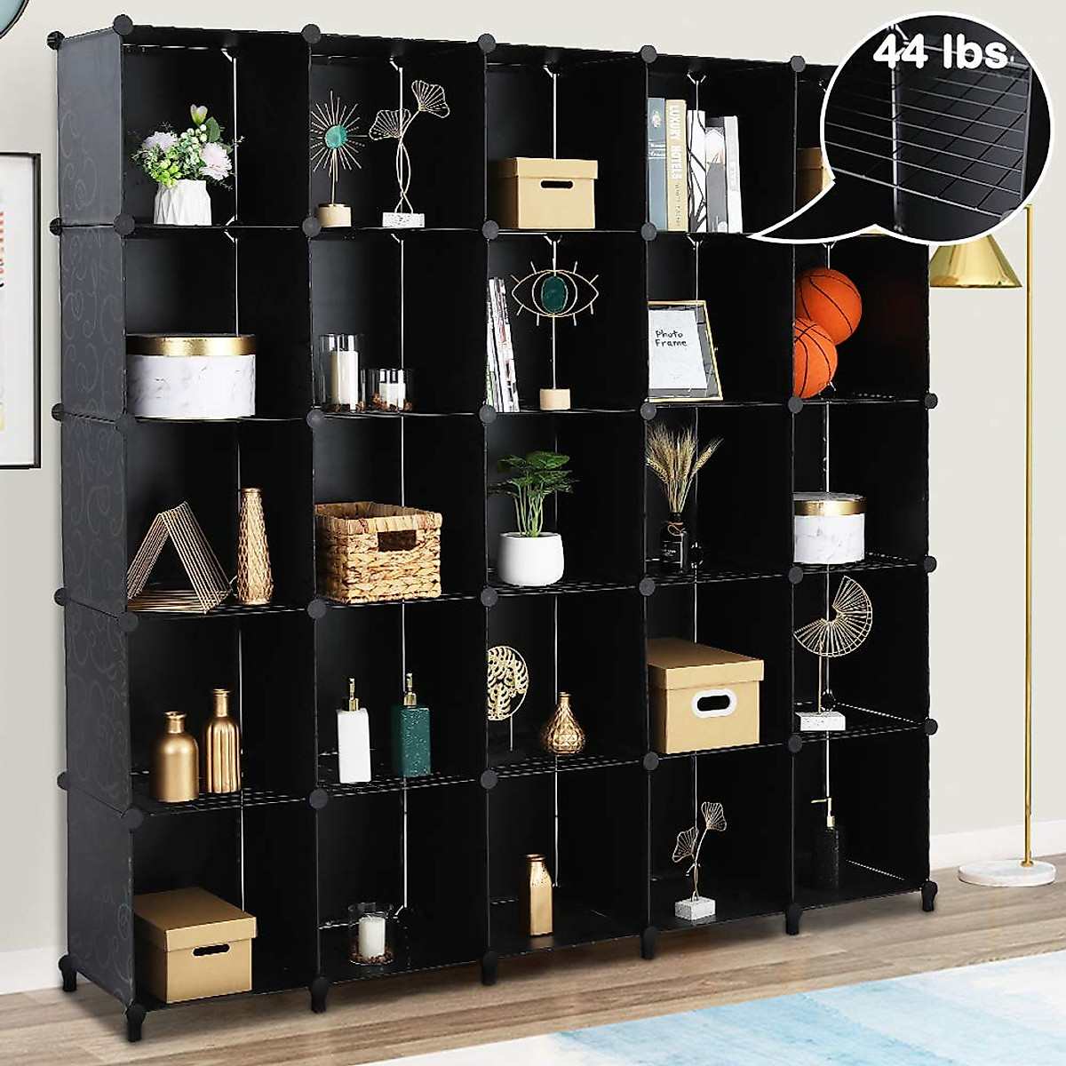 VINGLI 25 Cube Storage Organizer Closet Storage Shelves, DIY Wire Cube Modular Bookcase Storage, Plastic Closet Cabinet, Ideal for Living Room Bedroom, Home, Office