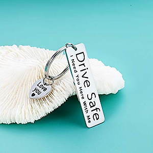 Drive Safe Keychain for Him Men Boyfriend Husband Birthday Father's Day Gifts Dad from Son Daughter Wife Girlfriend Brother Sister Birthday New Driver Gifts for Him Her Stocking Stuffers
