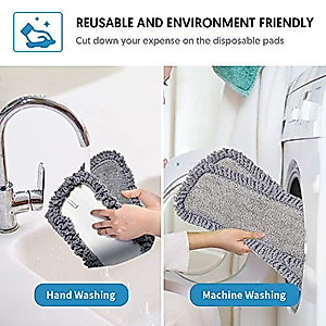 Reusable Mop Pads Refills Compatible with Swiffer Power Mop - MEXERRIS Microfiber Mop Pads Wet Dry Mop Pads Dust Mop Heads Refills Washable Pads for Swiffer PowerMop13"-15" Spray Mop -3 Pack