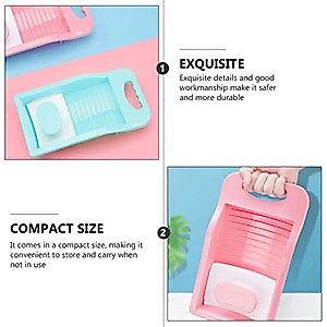 Mini Hand Washboard Personal Underwear Sock Washing Board, Washboard for Laundry, Use for Hand Washing Clothes and Small Items Plastic Non-Slip Washboard Convenient Washboard (Pink)