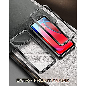 Poetic Revolution Series Case for Moto G Stylus 5G (2021), Model # XT2131, Full-Body Rugged Dual-Layer Shockproof Protective Cover with Kickstand and Built-in Screen Protector, Black