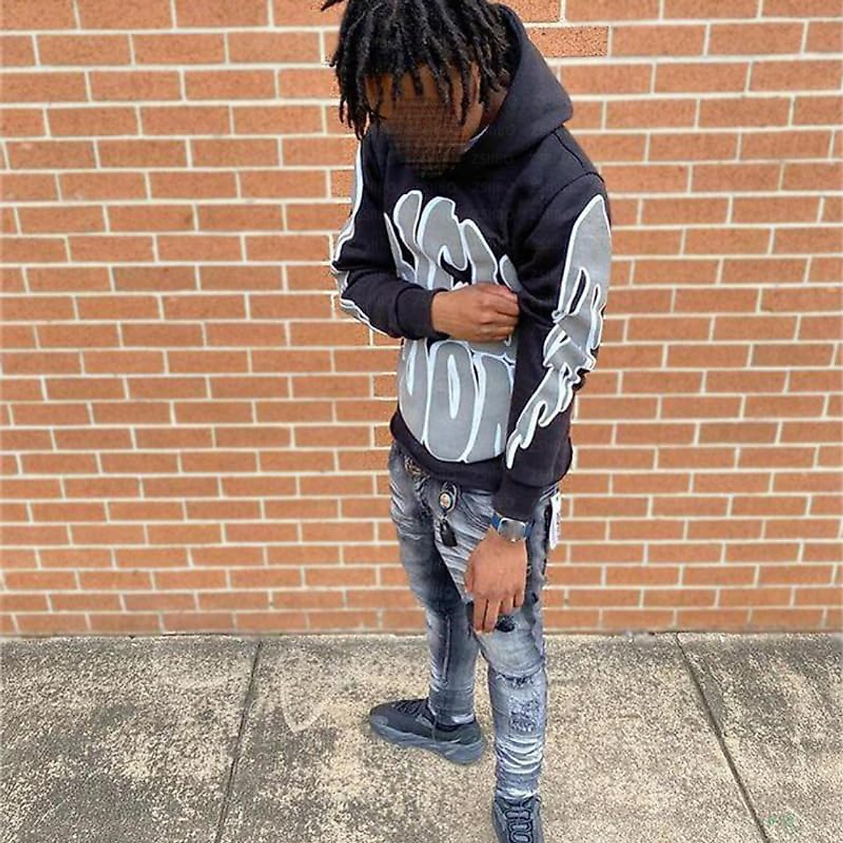 Sunwittafy Y2k Hoodie Men Women Letter Graphic Zip Up Hoodie Star Grunge Pullover Harajuku Sweatshirt Streetwear Jacket E-black