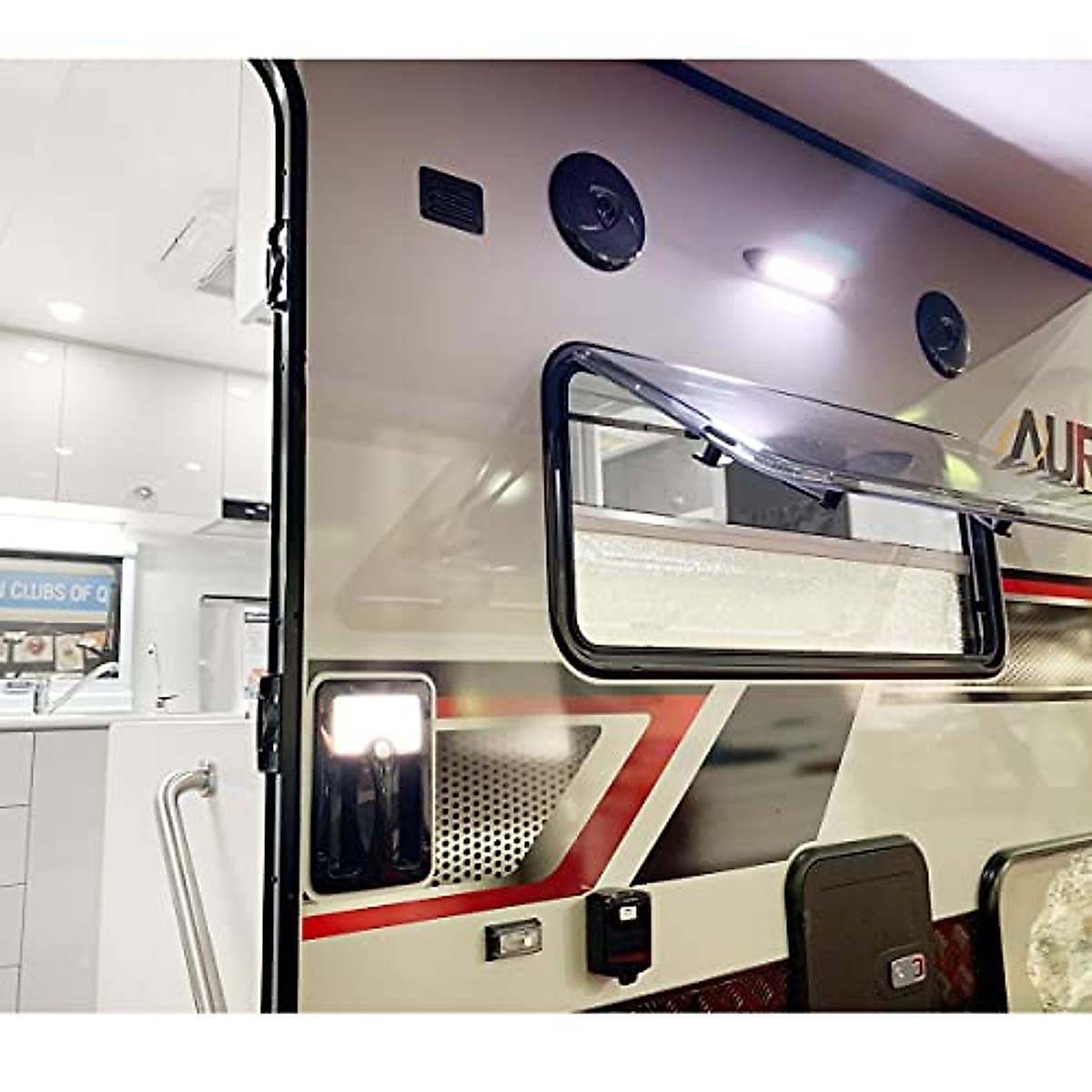 Dream Lighting 12 Volt Auto Waterproof Awning Lights/Cool White RV Exterior LED Lighting for Marine Boat Camper Trailer and Motorhome 9.84 inch Black Shell Pack of 2