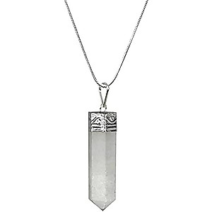Selenite Crystal Healing Pencil Point Pendant For Heart And Throat Chakra Pendant Necklace For Girls Women Men Christmas Gift