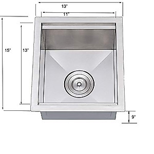 KINGO HOME 13x15 Inch Stainless Steel Small Bar Sink Undermount, Drop In Bar Sink Workstation 16 Gauge Ledge RV Kitchen Single Bowl Kitchen Wet Bar Prep Sink with Accessories