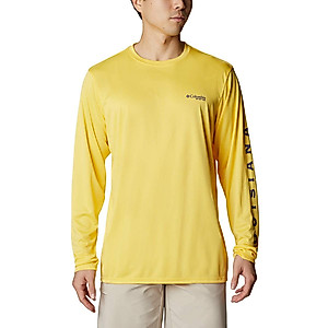 Columbia Men’s PFG Terminal Tackle Destination Long Sleeve, Sun Protection, Sun Glow/Louisiana, Large
