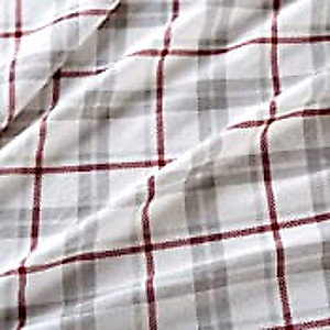 Comfort Spaces Cotton Flannel Breathable Warm Deep Pocket Sheets with Pillow Case Bedding, Cal King, Grey/Red Plaid 4 Piece