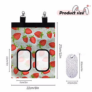 YOLAGGOY Small Animal Hay Feeder, 2 Holes Hanging Rabbit Hay Feeder Bag for Rabbit Small Animal Chinchilla with 1 Grind Teeth Stone(Strawberry)