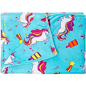 GirlZone Unicorn Fleece Blankets for Girls, Large Fluffy Blankets for Teen Girls with Cute Unicorn and Mermaid Designs, Great Unicorn Gift Ideas for Girls
