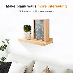UKQRRTC Picture Ledge Shelf 12 Inches Floating Shelf for Wall Solid Pine Wood Nursery Book Shelves for Bedroom Living Room Hallway Décor