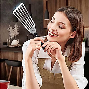 MIU Fish Spatula Stainless Steel, Flexible, Polished Metal, Corrosion Resistant, Kitchen Slotted Turner [Upgraded Version]