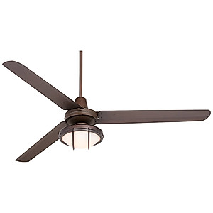 Casa Vieja 60" Casa Turbina Modern 3 Blade Indoor Outdoor Ceiling Fan with Light LED Remote Oil Rubbed Bronze Frosted White Glass Damp Rated for Patio Exterior House Porch Gazebo Garage Barn