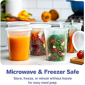 Comfy Package [24 Sets - 32 oz.] Plastic Deli Food Storage Containers With Airtight Lids