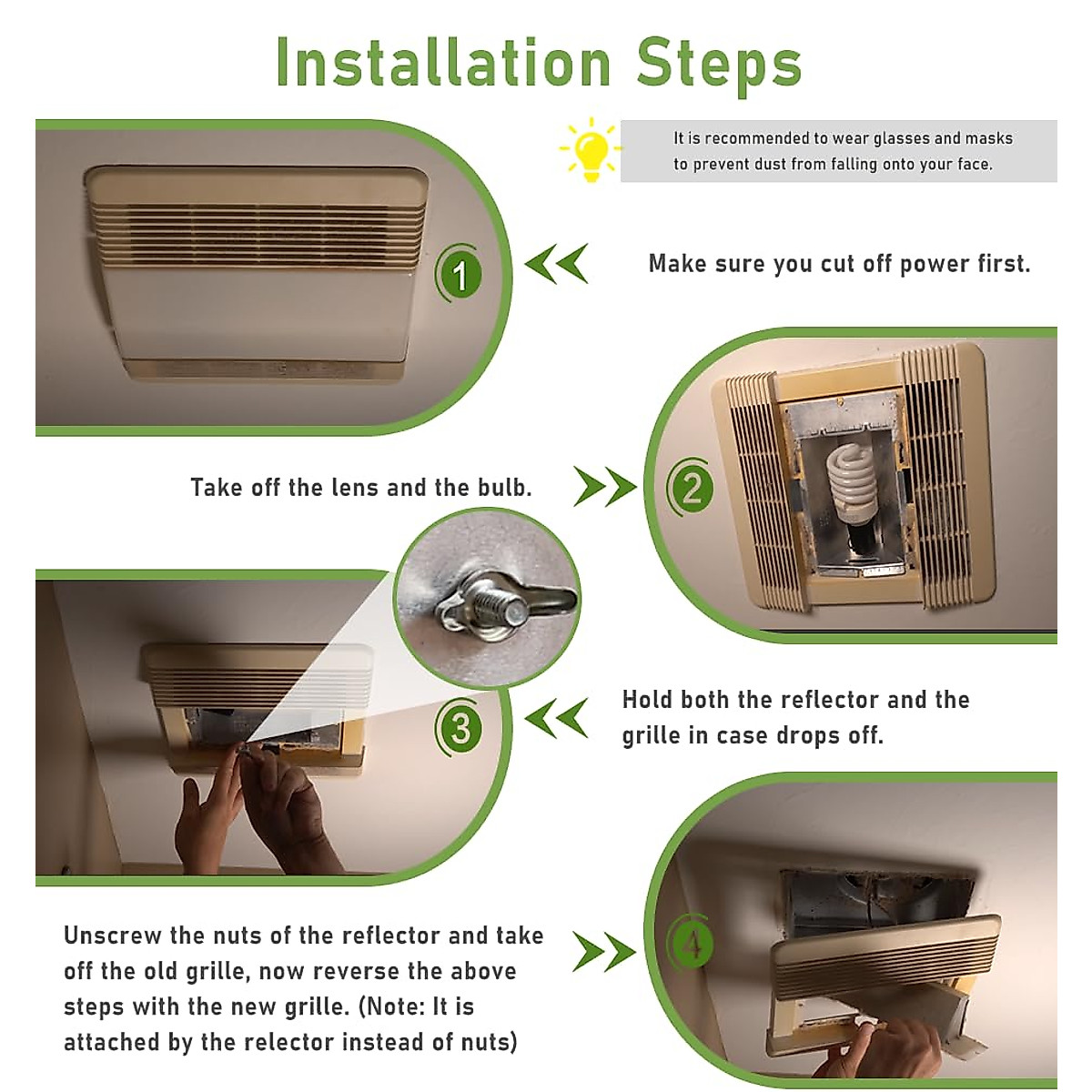 85315000 Replacement Ventilation Fan Grille Lens for Broan Nutone 763RL 769RL Bathroom Vent Exhaust Fan Cover Replacement Parts