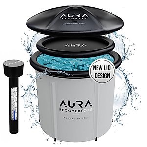 LARGE Ice Bath Tub-Portable Cold Plunge for Ultimate Water Therapy,Relaxing Plunge Bathtub,Spa for Ice Baths Soaking,Reinforced Material,Water-Repellent Lid for Recovery(Grey)