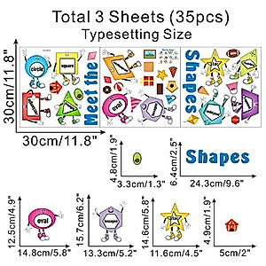 IARTTOP Colorful Shapes Wall Stickers, Educational Learning Geometry Wall Decals, Removable Wall Stickers for Kids Bedroom Preschool Kids Playroom Nursery Wall Decor Toddler Classroom Decoration